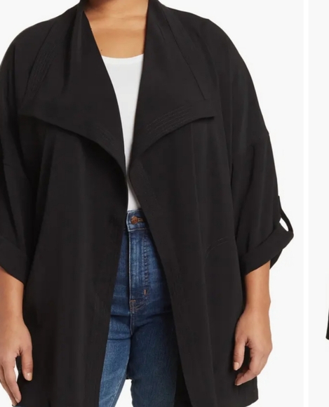 Max Studio | Jackets & Coats | Max Studio Draped Open Front Roll Sleeve ...